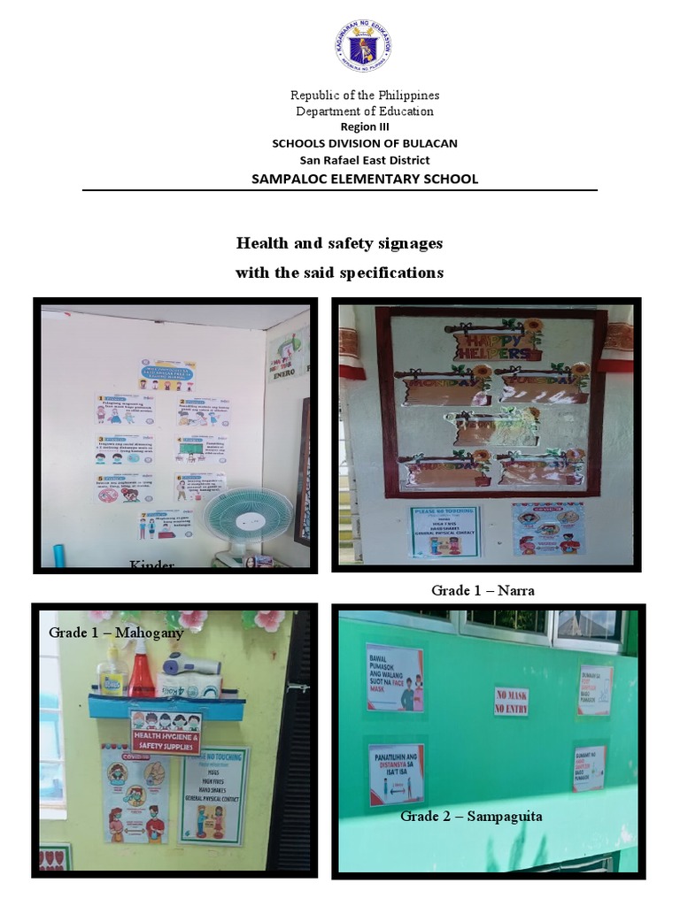 Health and Safety Signages With The Said Specifications: Sampaloc ...