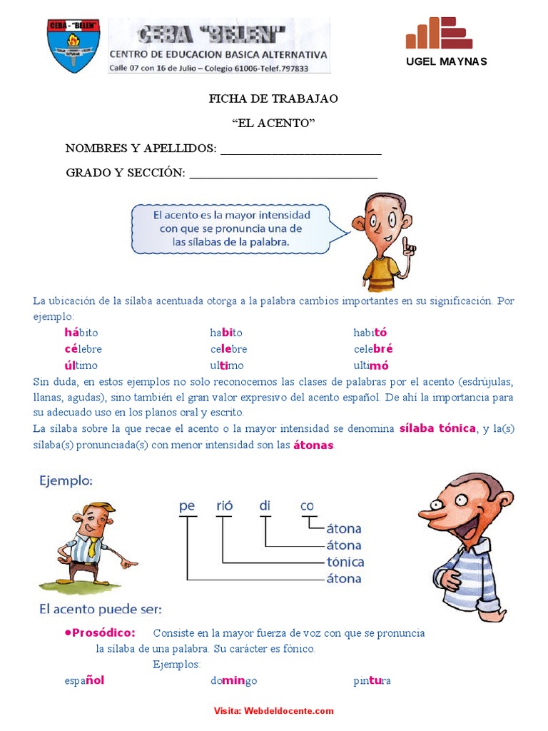 El Acento para Quinto Grado de Primaria | PDF | Comunicación humana ...