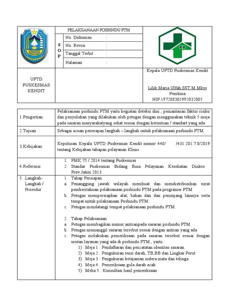 Pelaksanaan Posbindu Ptm Pdf