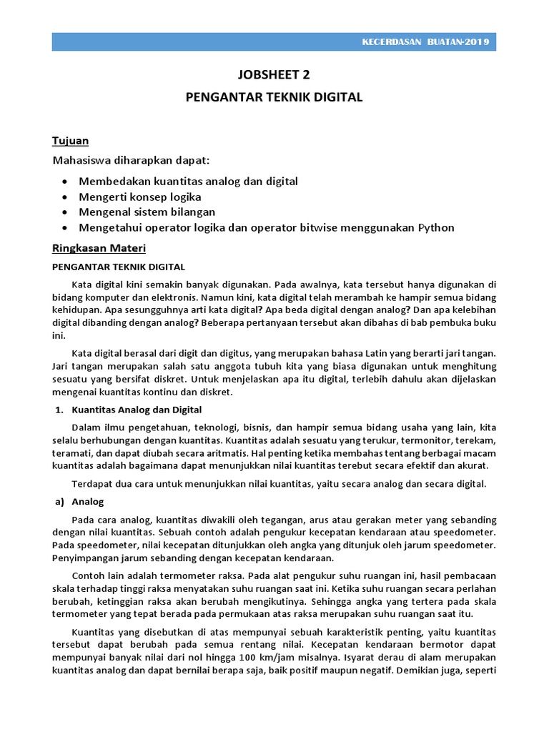 Jobsheet 2 - Kecerdasan Buatan | PDF