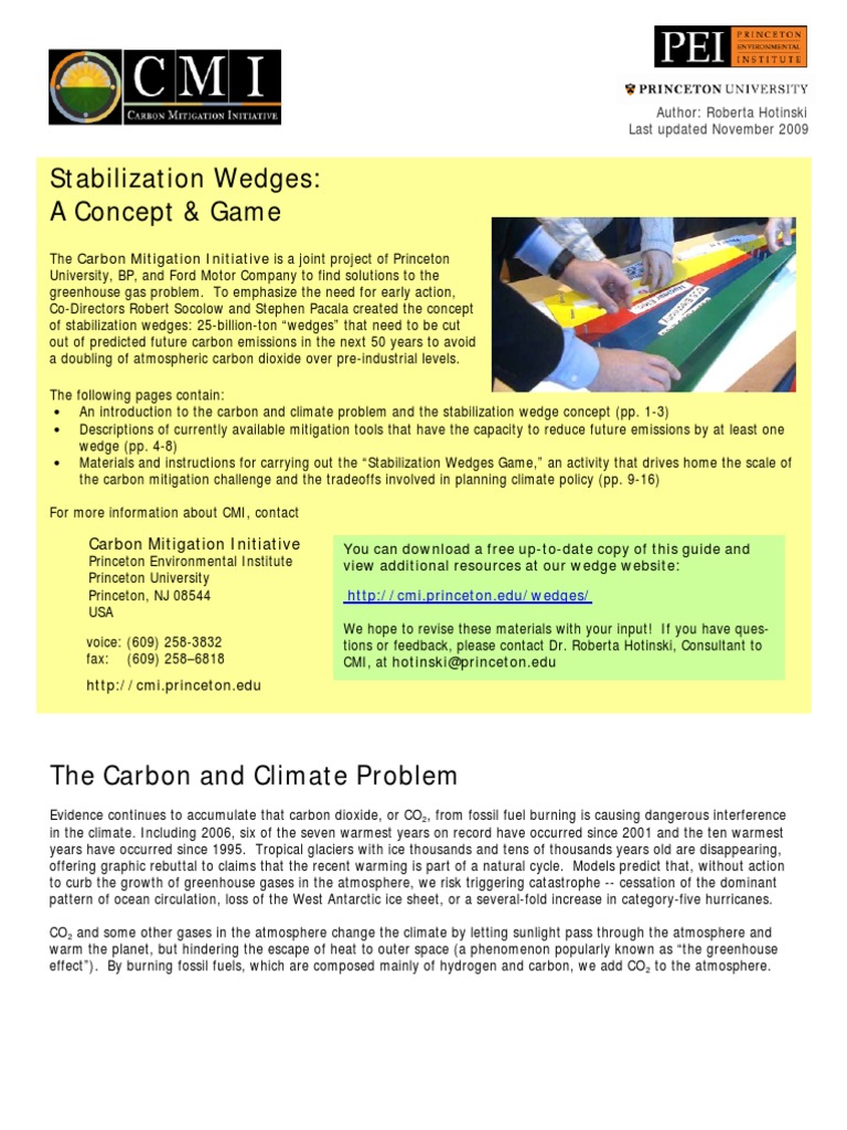 Stabilization Wedges: Teachers Guide | PDF | Carbon Capture And Storage ...