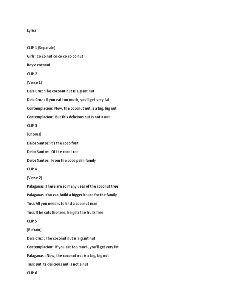Da Coconut Nut Lyrics | PDF