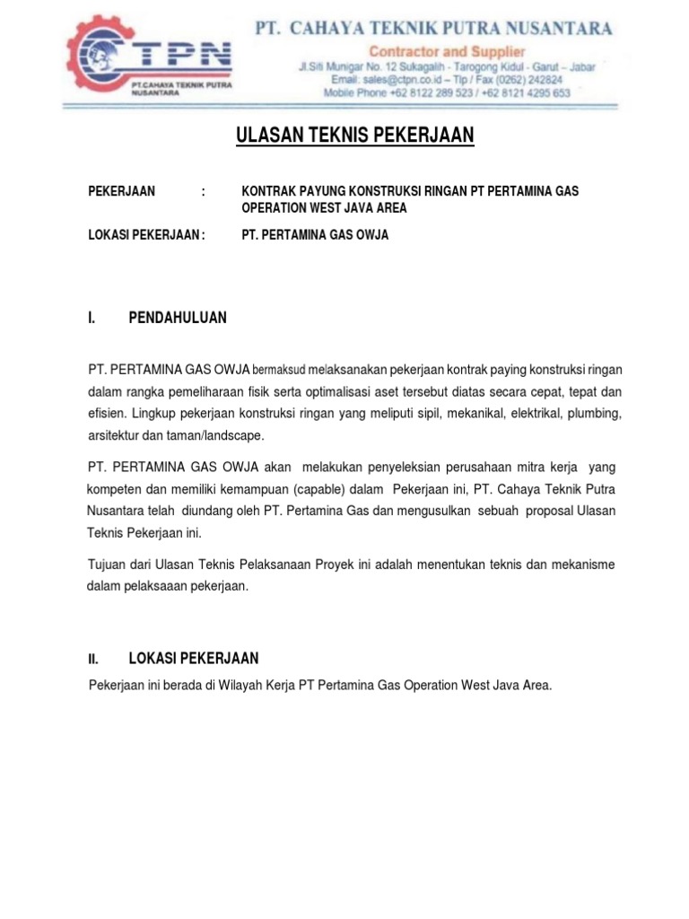 Ulasan Teknis - CTPN - KOntrak Payung Ringan 2022 | PDF | Griya & Taman