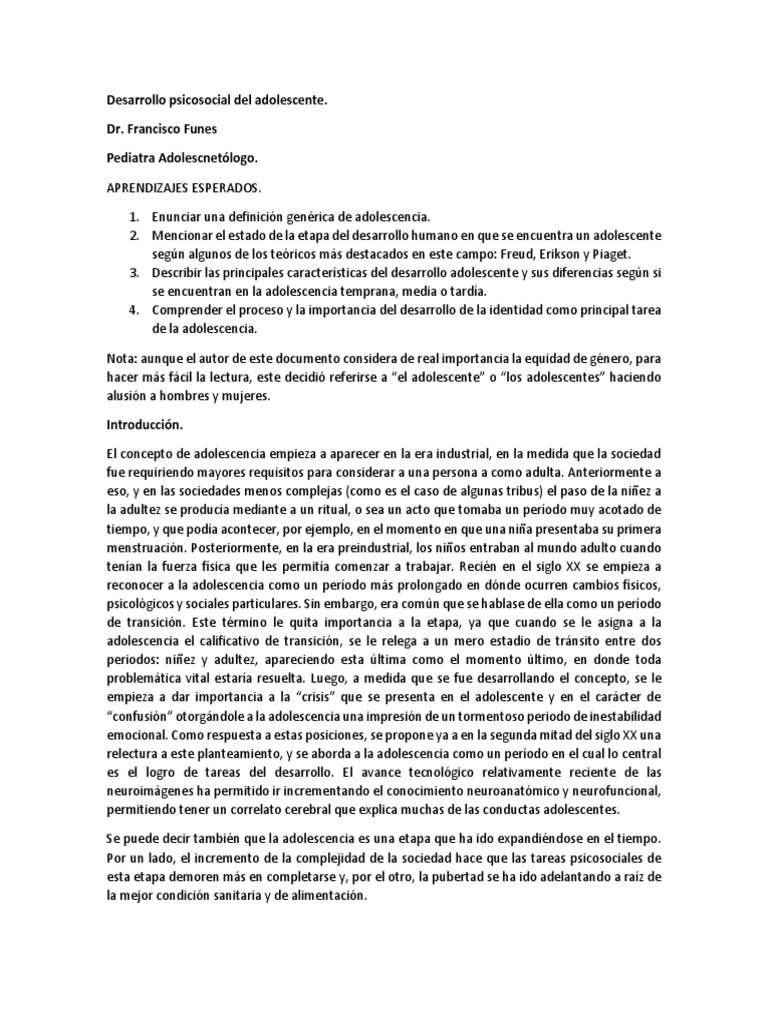 Desarrollo Psicosocial Del Adolescente | PDF | Adultos | Adolescencia