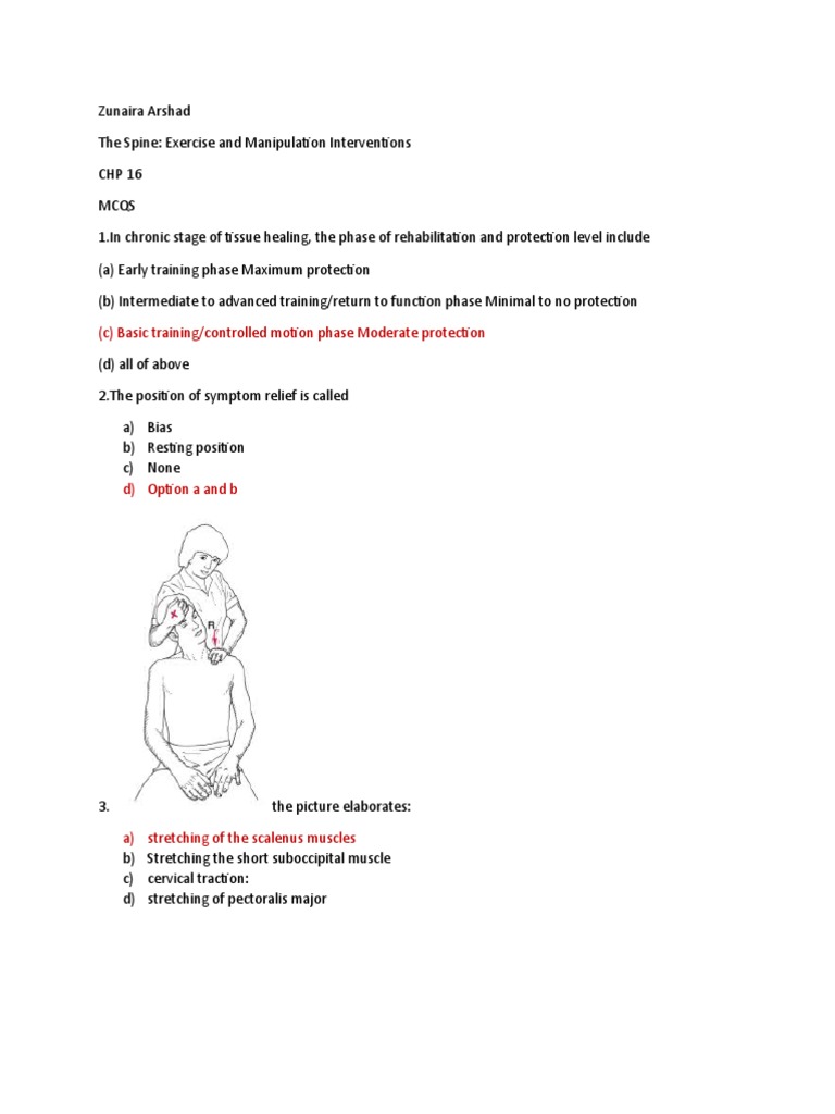 The Spine Intervention MCQS | PDF | Vertebral Column | Physical Therapy