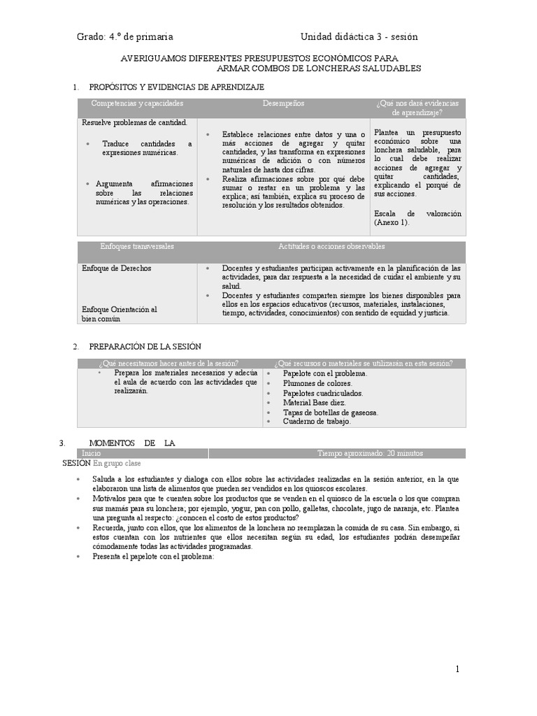 CUARTO Grado-U3-Sesion13 | PDF | Presupuesto | Aprendizaje