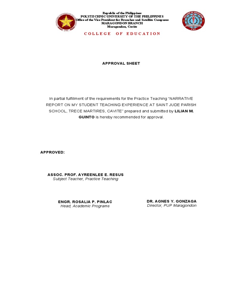 Approval Sheet: College of Education | PDF