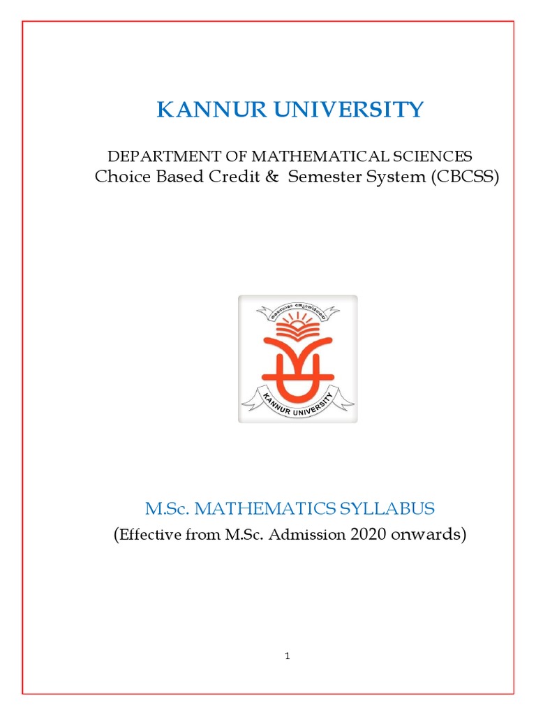 MSC Mathematics Syllabus 2020 Onwards | PDF | Hilbert Space | Banach Space