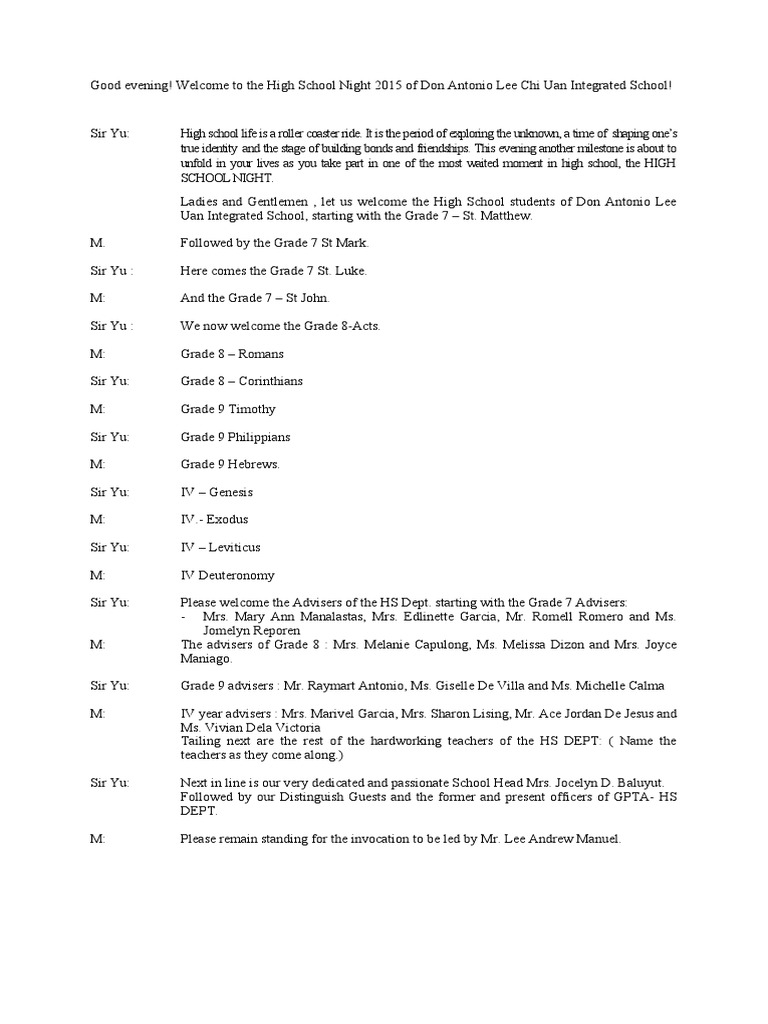 Hs NIGHT SCRIPT | PDF