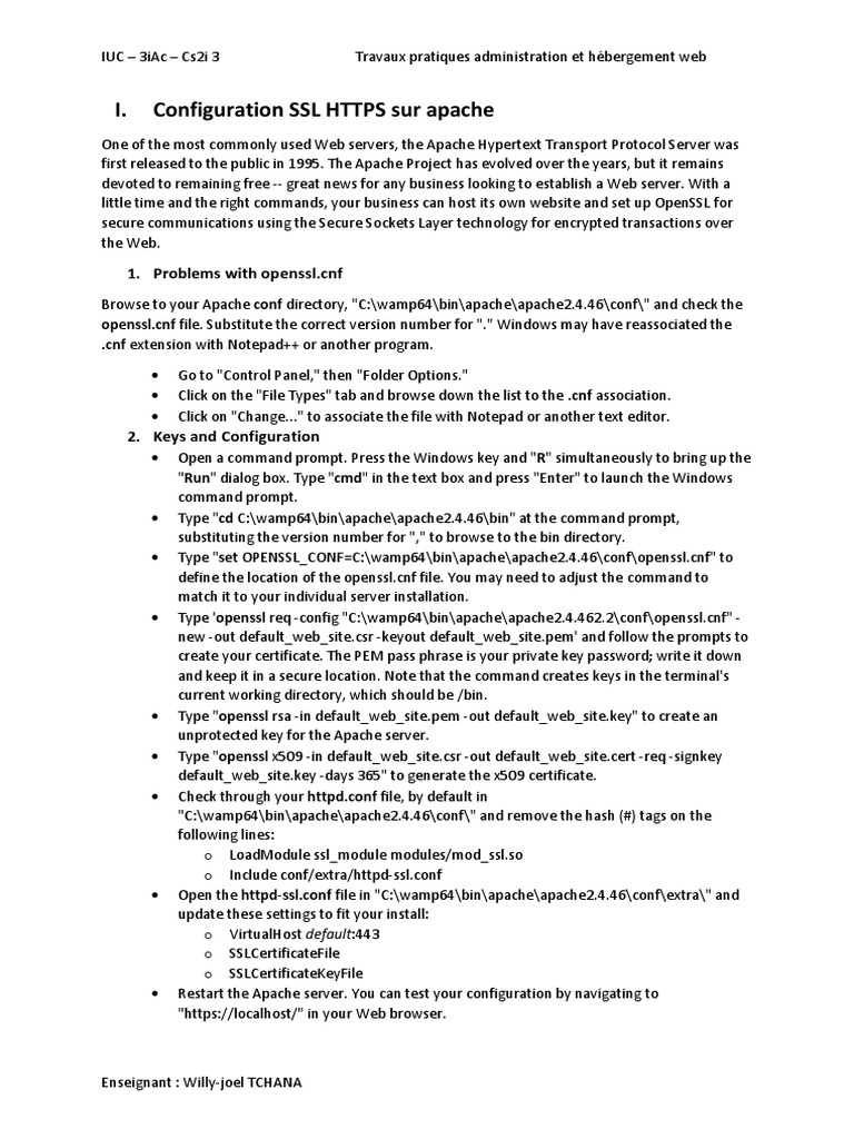I. Configuration SSL HTTPS Sur Apache: 1. Problems With Openssl - CNF | PDF | Transport Layer ...