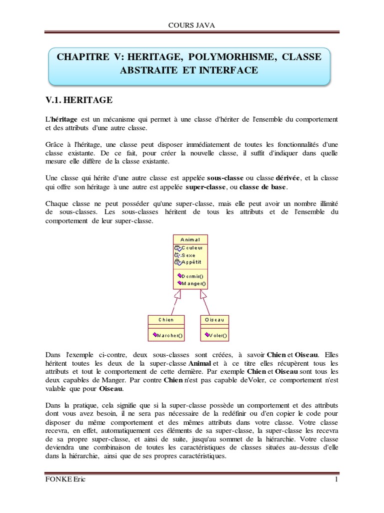 Héritage en Java : Concepts clés | PDF | Classe (informatique ...