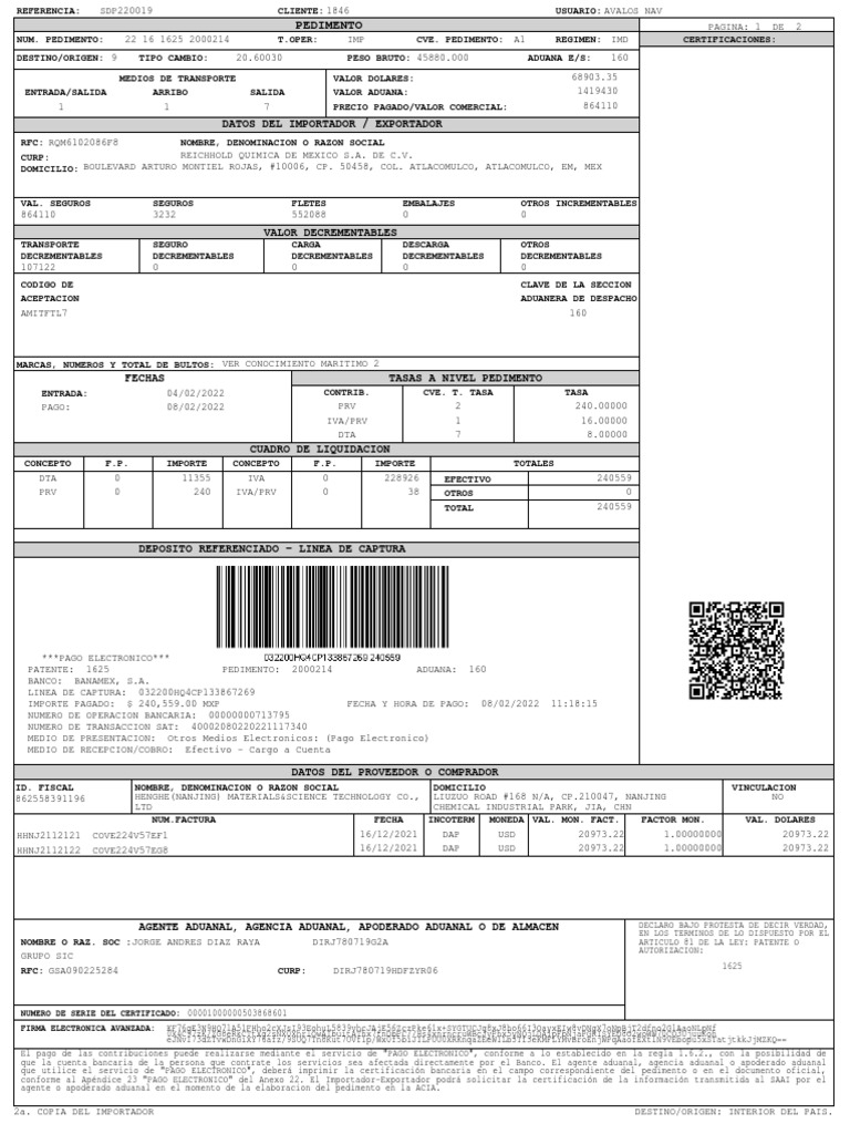 Información sobre Pedimento A1 | PDF | Industrias de servicio ...