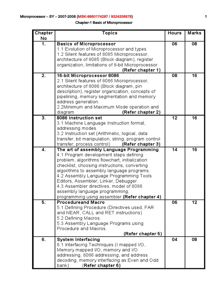 Microprocesser 8086 Chapter No - 1 | PDF | Central Processing Unit | Microprocessor