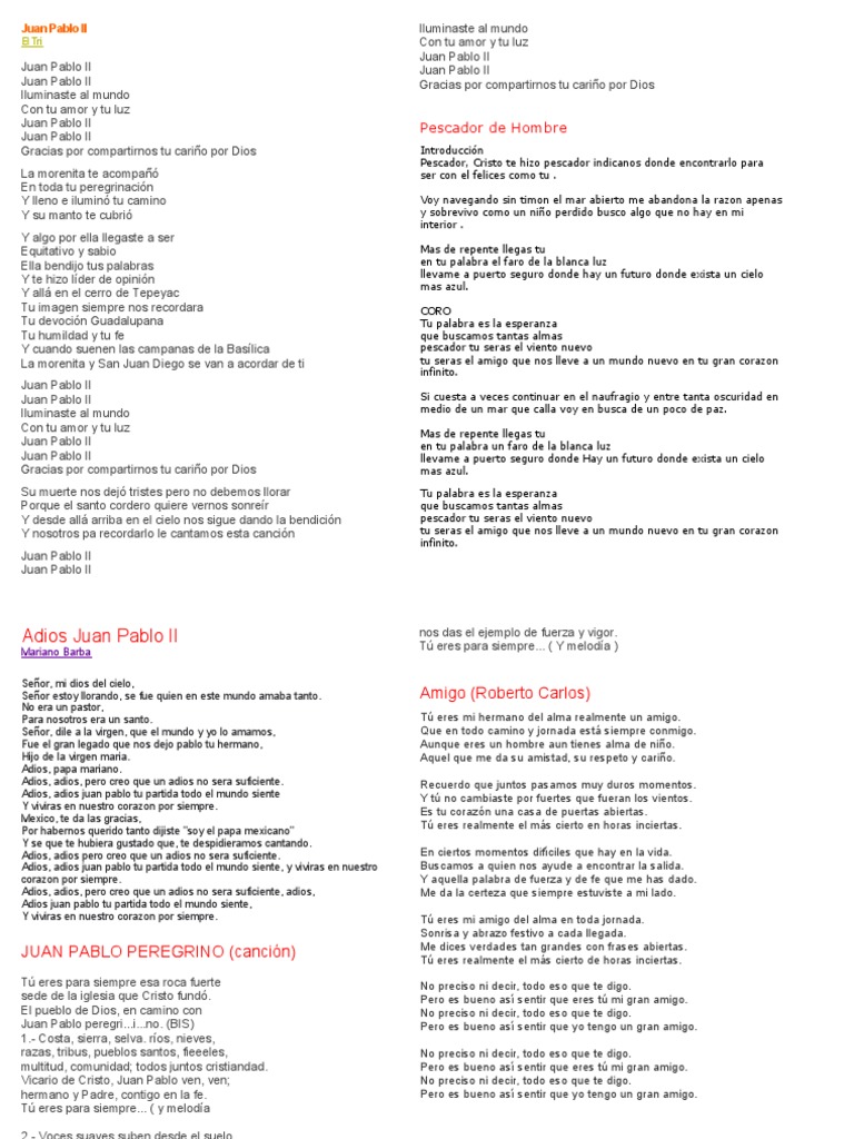 Juan Pablo II Canciones | PDF | Cristo (título) | Amor