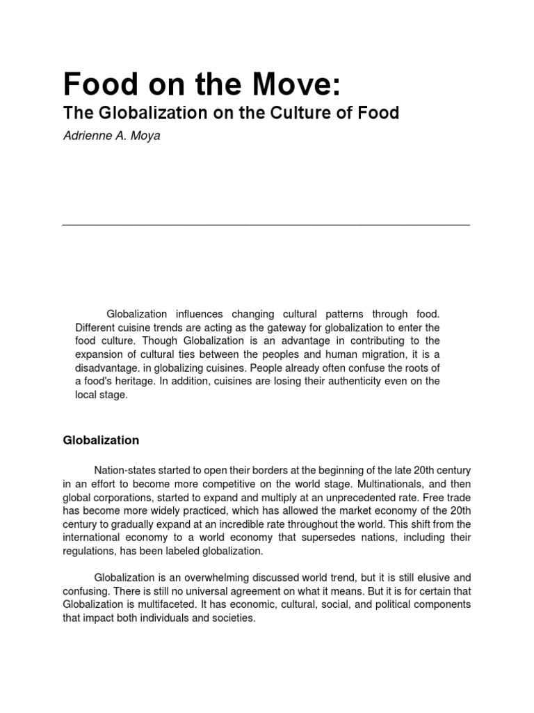Food On The Move: The Globalization On The Culture of Food | PDF ...