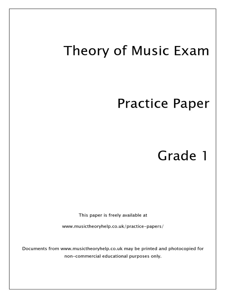 Grade 1 Music Theory Practice Paper | PDF | Scale (Music) | Pitch (Music)