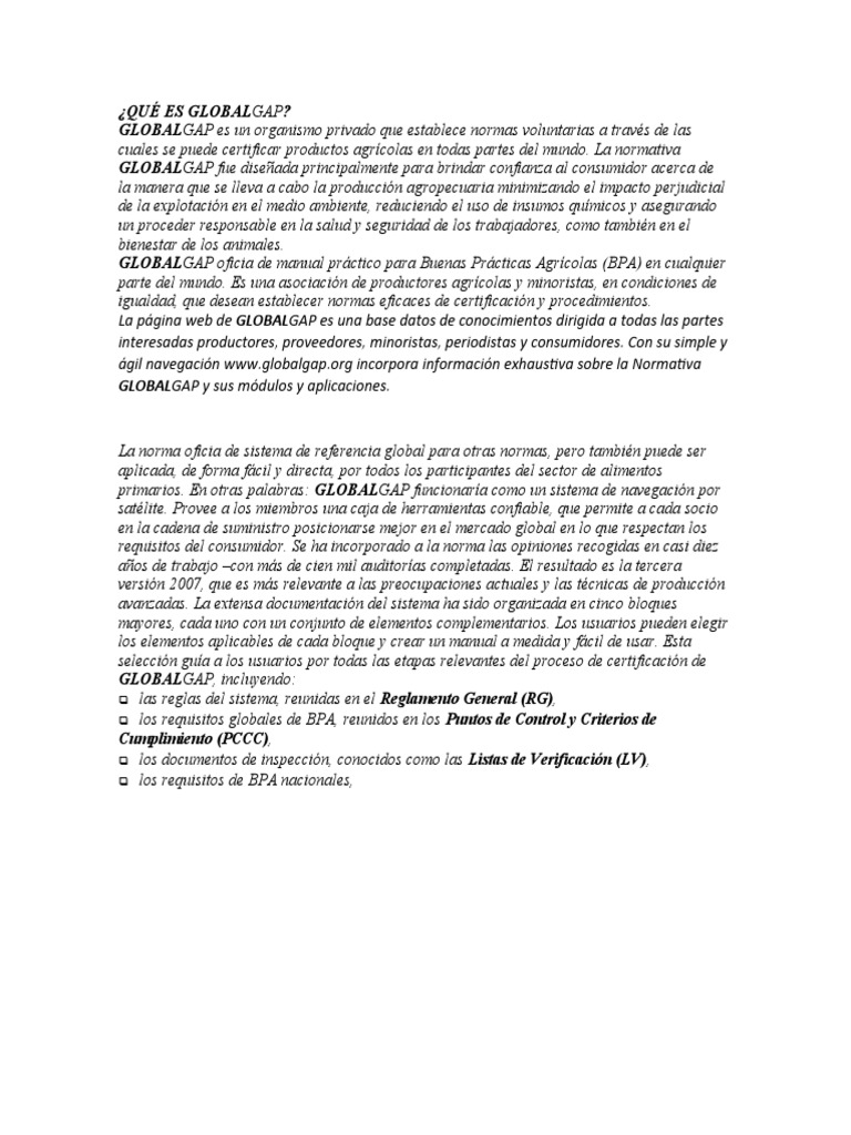 Normas GLOBALGAP para Agricultura | PDF | Agricultura