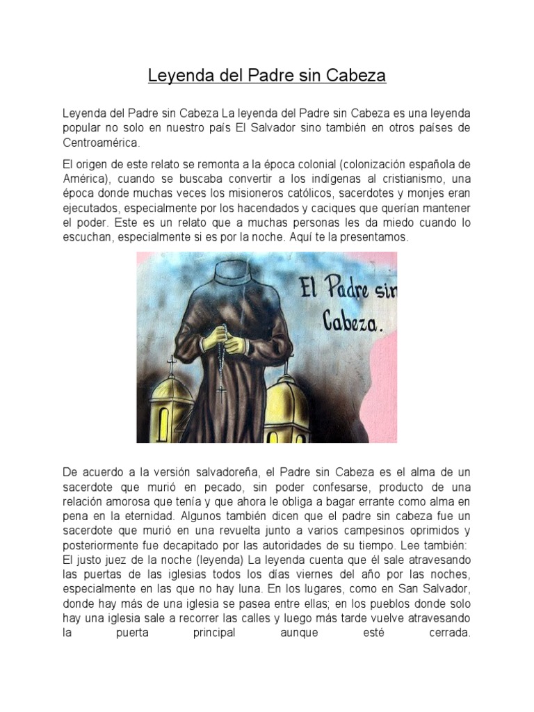 Leyenda del Padre sin Cabeza | PDF | El Salvador | Sacerdote