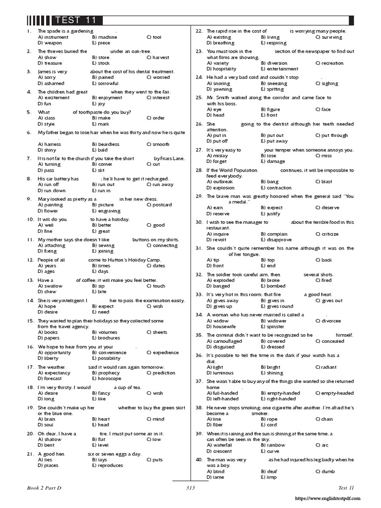 Upper Level Vocabulary 11 | PDF