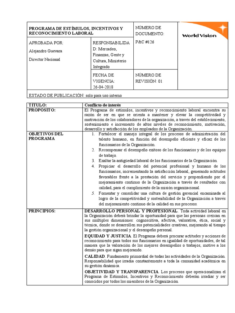 Programa de Reconocimiento Laboral | PDF | Gestión de recursos humanos ...
