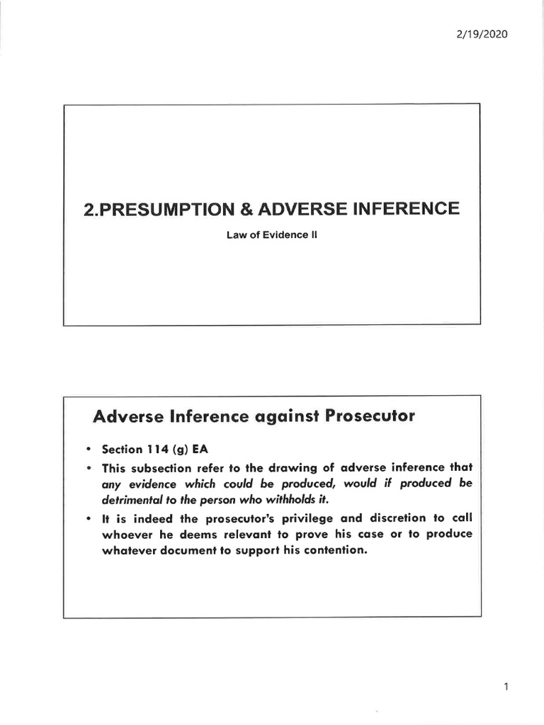 Presumption Adverse Inference | PDF