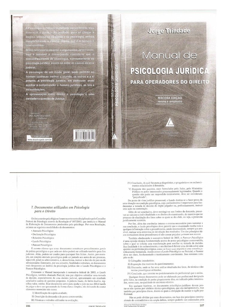 Jorge Trindade - 7. Documentos Utilizados em Psicologia para o Direito. in Manual de Psicologia ...