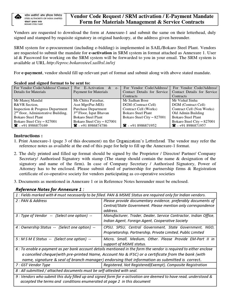 Vendor Code Opening Form | PDF | Business