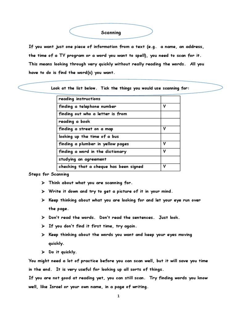 Scanning Exercise | PDF | Cognition
