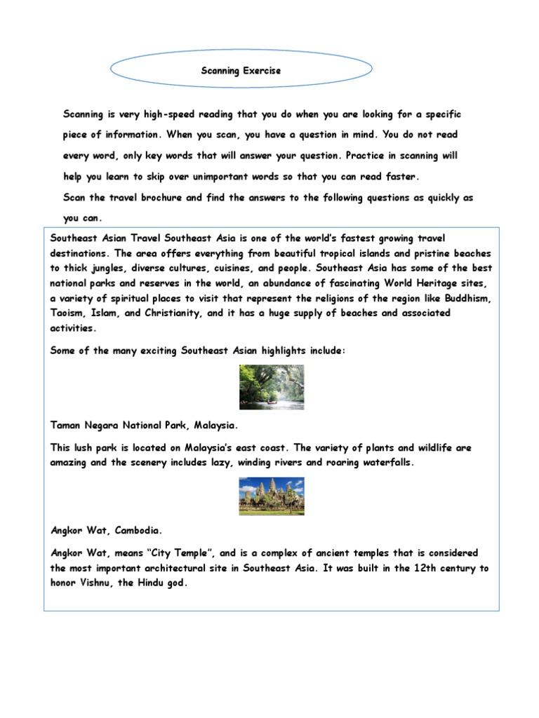 Scanning Exercise 2 | PDF | Southeast Asia | Bali