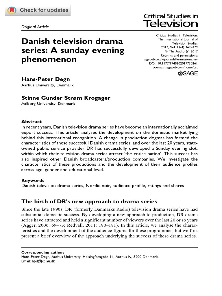 Danish Television Drama Series: A Sunday Evening Phenomenon | PDF ...