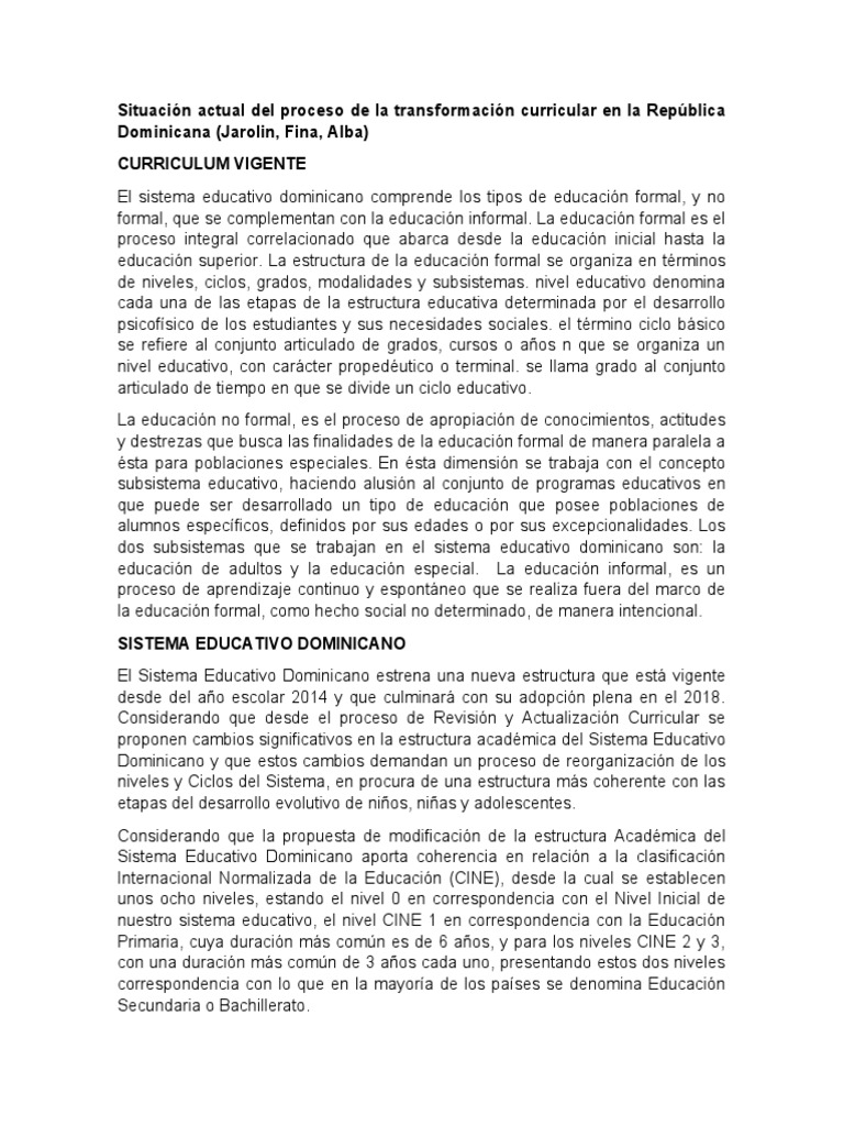 Curriculum Educativo Dominicano | Descargar gratis PDF | Evaluación ...
