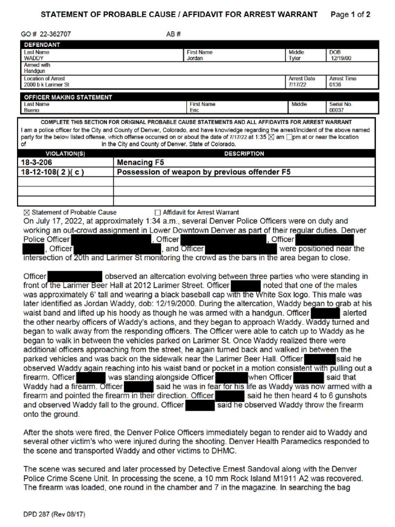 Jordan Waddy Affidavit | PDF