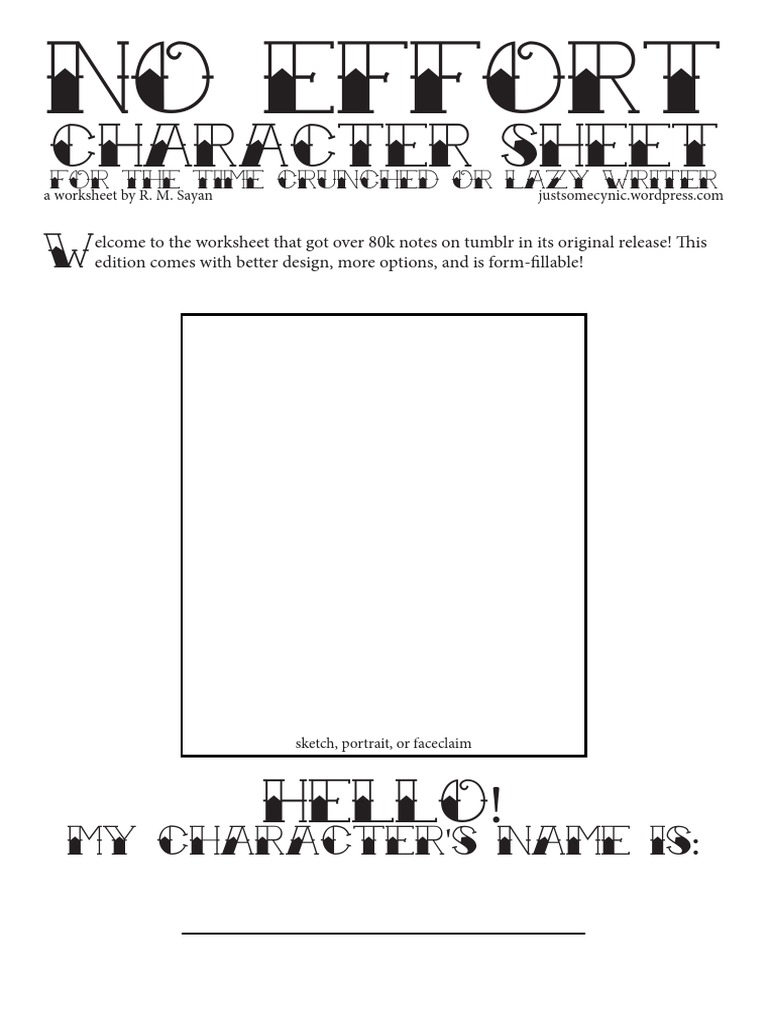No-Effort Character Sheet Revamped FILLABLE | PDF