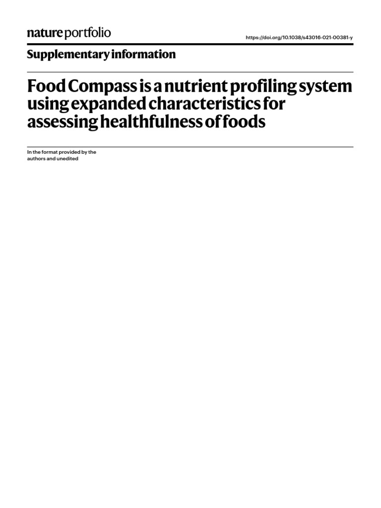 Mozaffarian Food Compass Suppl Material - Nature Food - 2021 | PDF ...