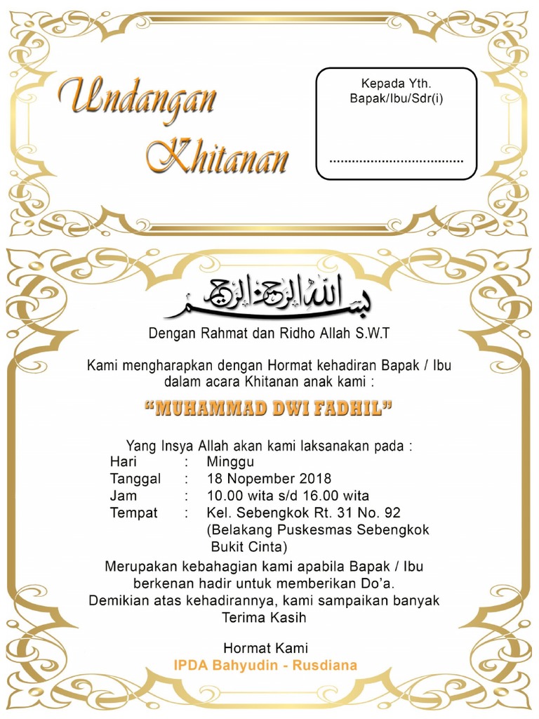 undangan sunatan | PDF