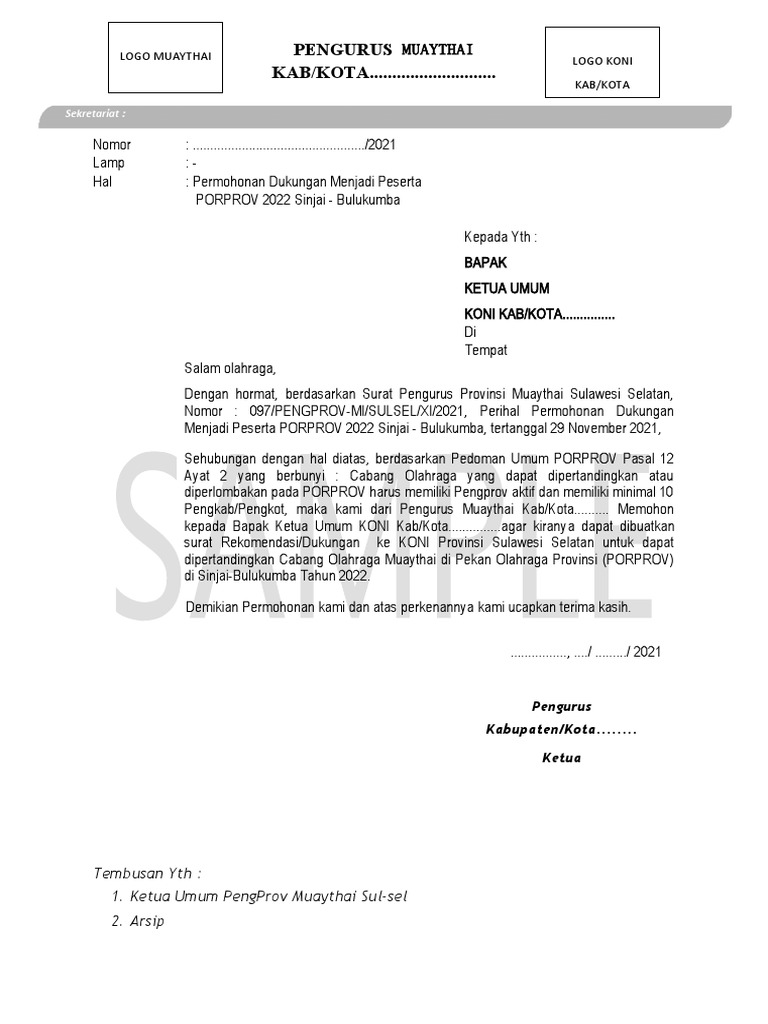 Form Surat Ke KONI | PDF