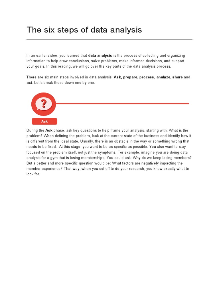 The Six Steps of Data Analysis | PDF | Data Analysis | Data
