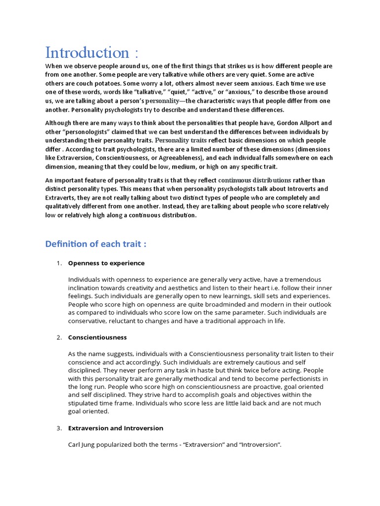 Introduction (Récupération automatique) | PDF | Extraversion And ...