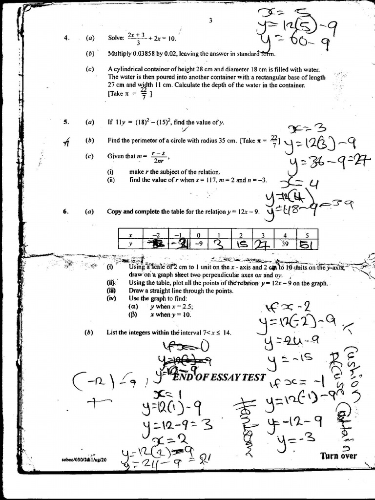 Maths Bece 2020 | PDF
