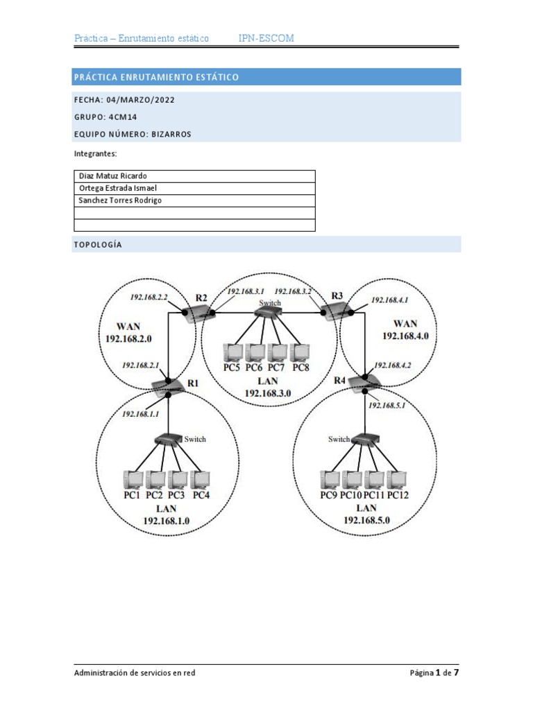 Práctica - 2 Enrutamiento estático | PDF | Enrutador (Computación) | Enrutamiento
