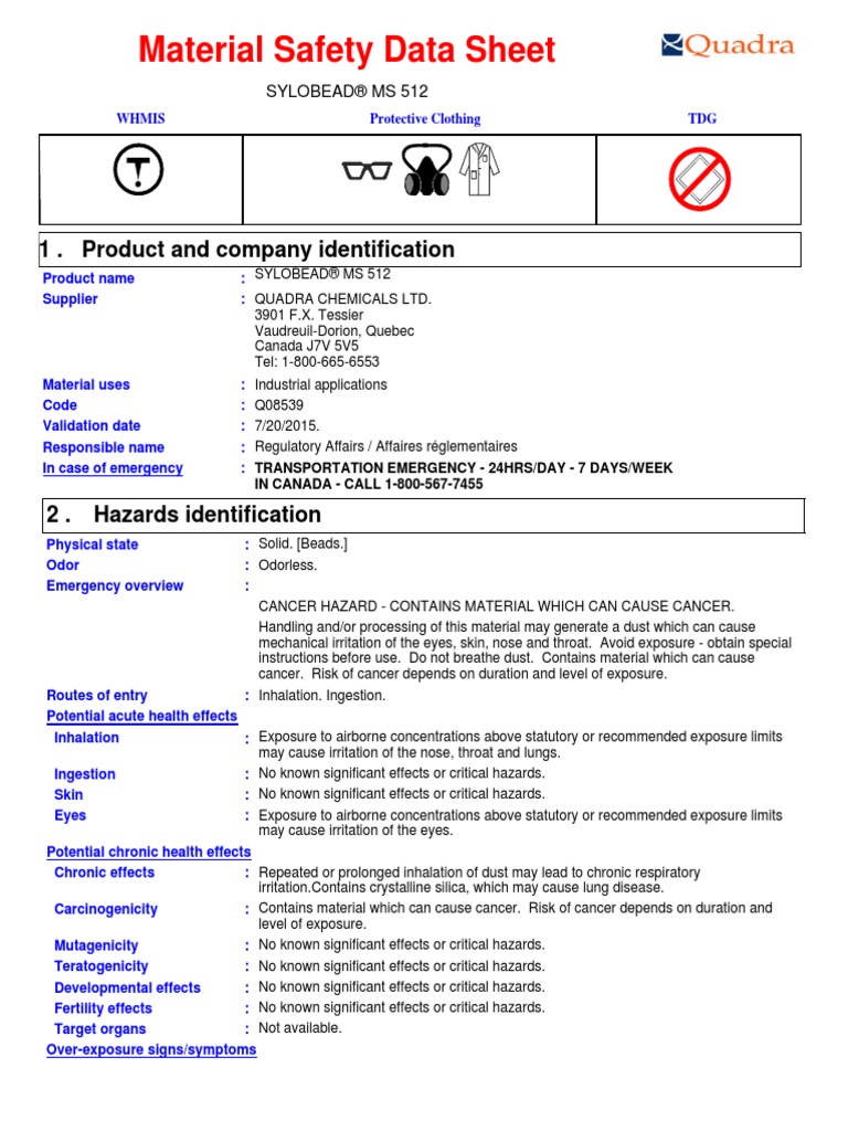SYLOBEAD Molecular Sieve 512 | PDF | Personal Protective Equipment ...
