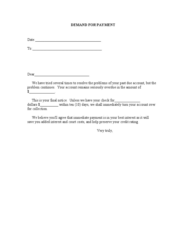 Demand For Payment | PDF | Finance & Money Management | Law