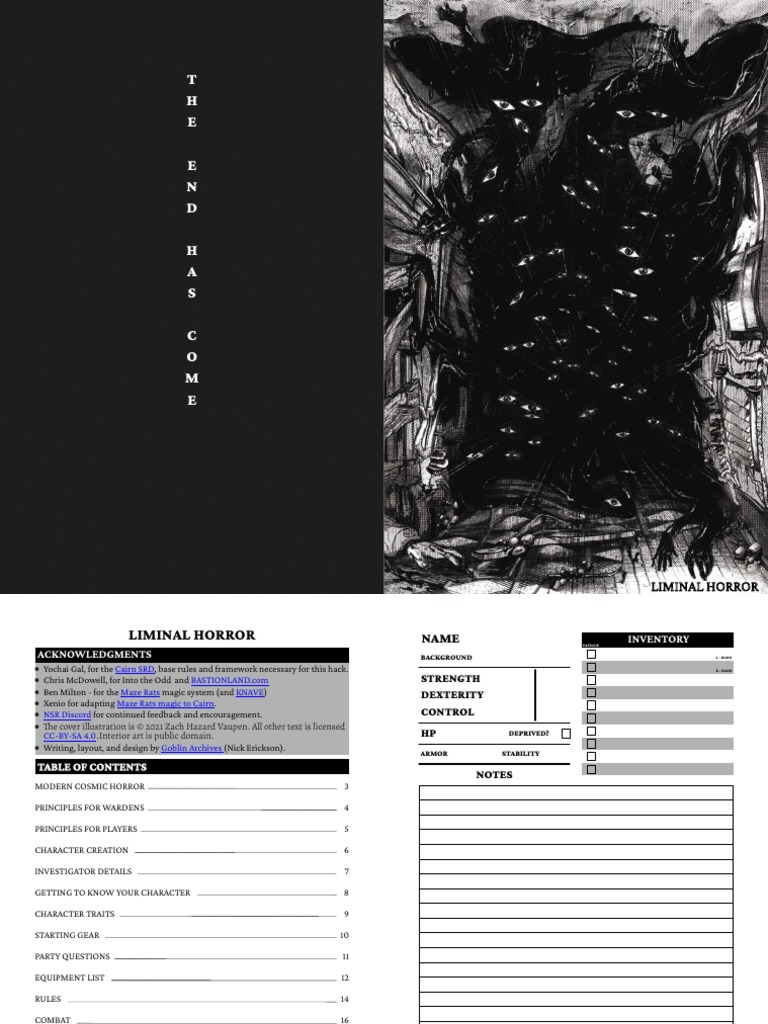 Liminal Horror v.2.25 Booklet For Printing | PDF
