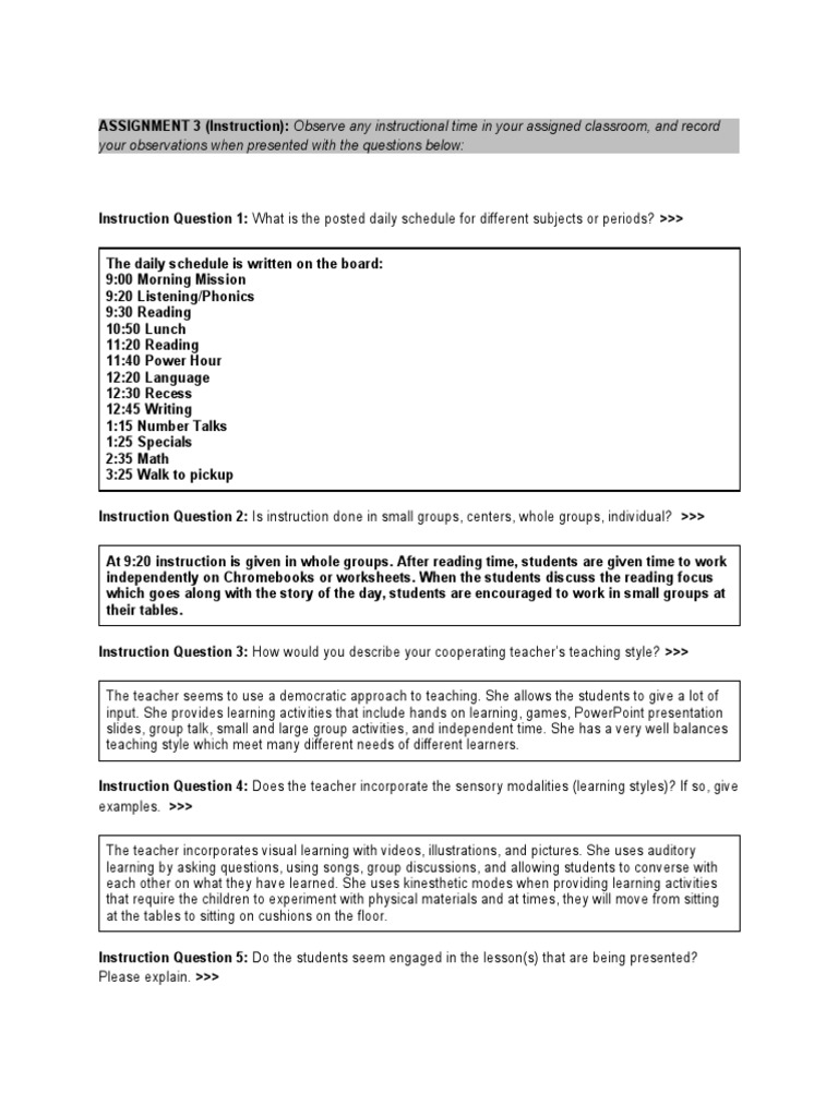 Assignment 3 Instruction | PDF | Teachers | Learning Styles