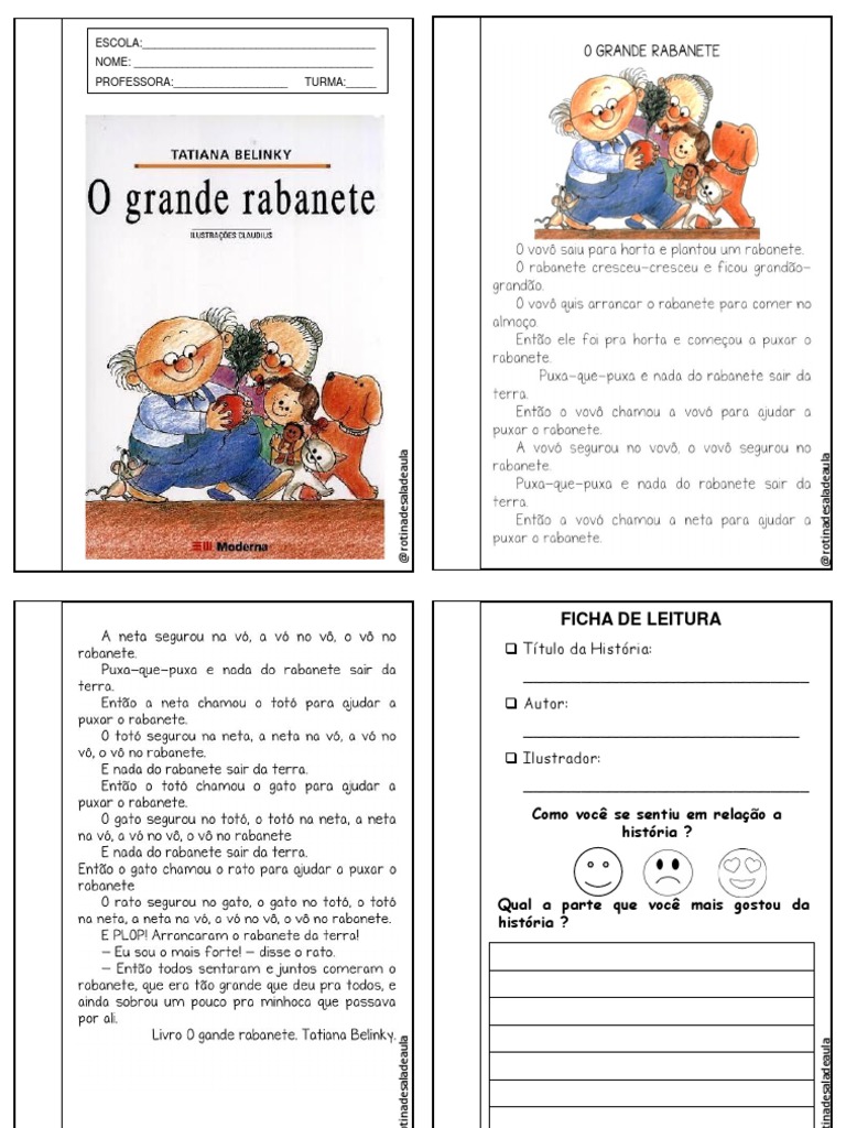 Atividades sobre "O Grande Rabanete" | PDF