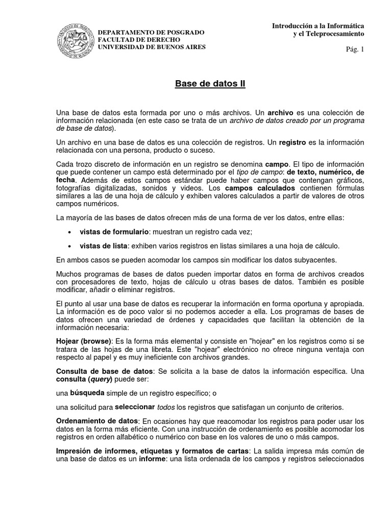 Lectura Clase Base de Datos 2 | PDF | Bases de datos | Base de datos ... Lectura Clase Base de Datos 2 | PDF | Bases de datos | Base de datos ...