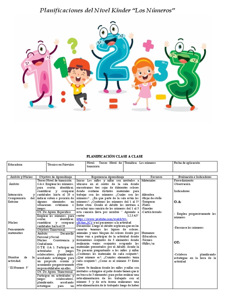 Planeación de Números para Preescolar | PDF | Aprendizaje | Adultos