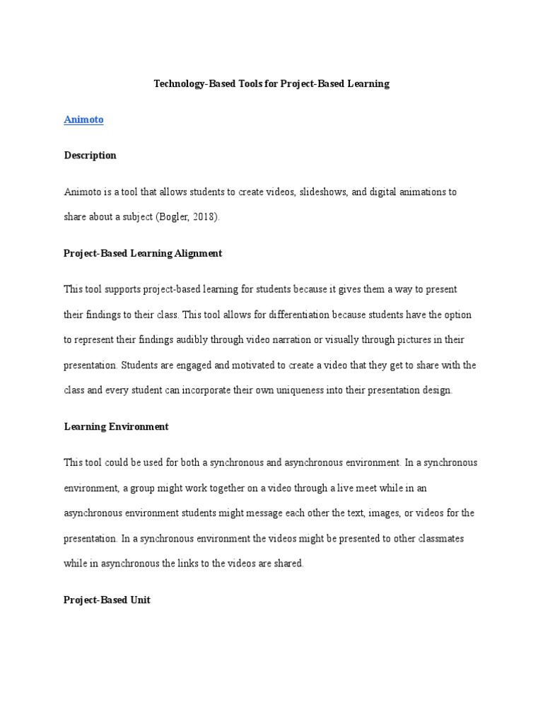 Technology-Based Tools For Project-Based Learning | PDF | Project Based Learning | Learning