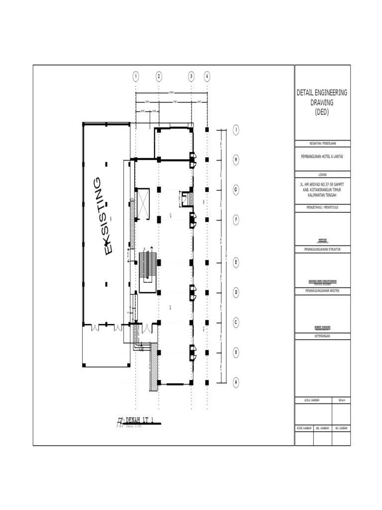 Detail Engineering Drawing (DED) : Denah LT 1 | PDF