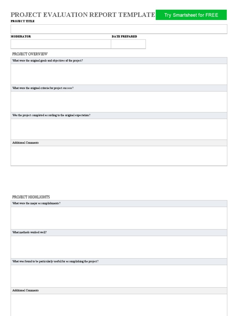 Project Evaluation Report Template | PDF | Project Management | Business